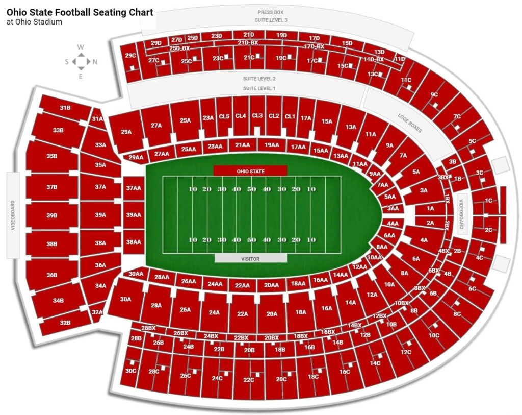 Ohio Stadium Seating Chart With Rows And Seat Numbers Tickets Price