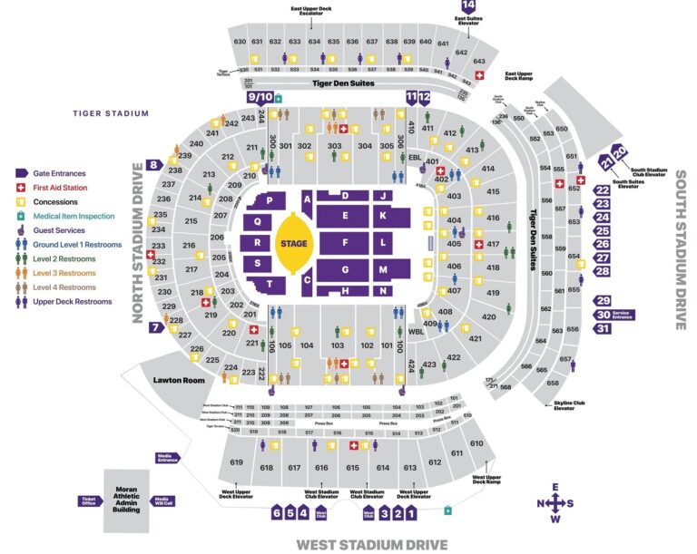Tiger Stadium Seating Chart with Rows and Seat Numbers, Tickets Price ...
